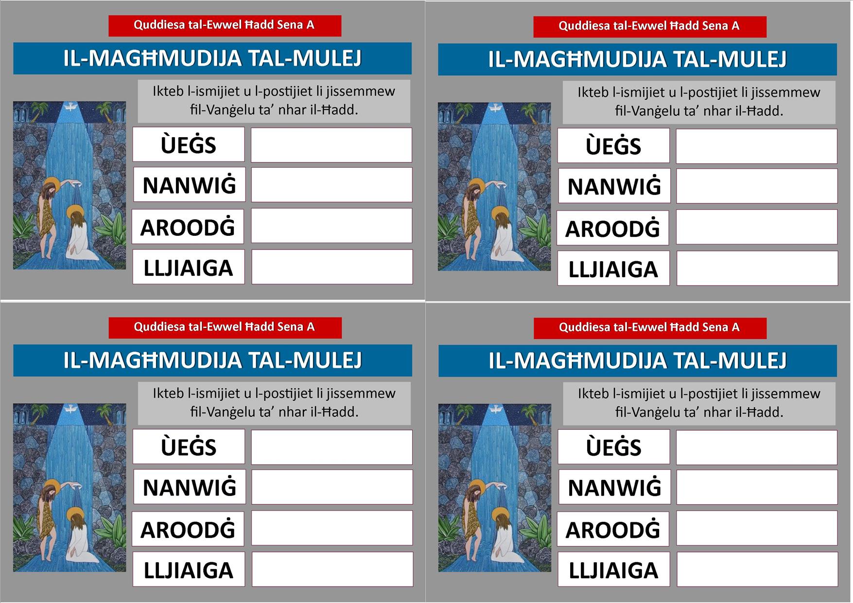 Biex inħajru lit-tfal għall-Quddiesa. Il-Magħmudija tal-Mulej – Laikos
