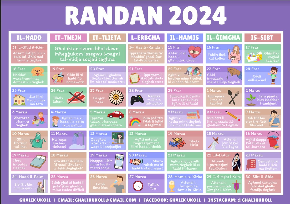 Kalendarju ta’ sagrifiċċji għat-tfal u l-familji – Laikos