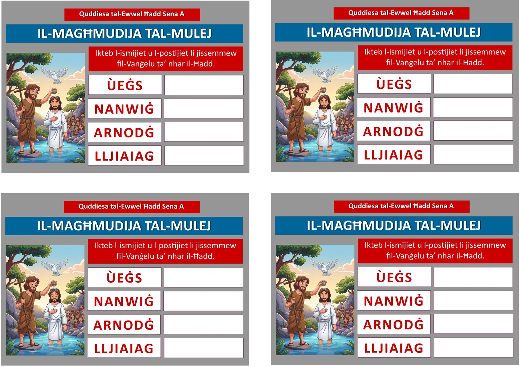 Biex inħajru lit-tfal għall-Quddiesa. Il-Magħmudija tal-Mulej (Sena A ...